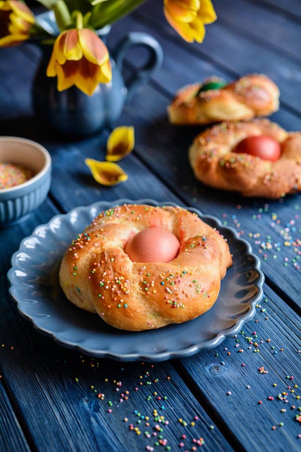 Italian Easter bread rings stock image. Image of brioche - 89401361