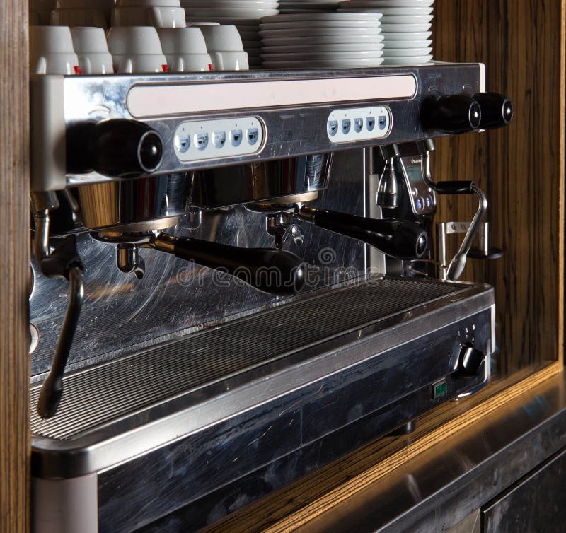 Italian Express Restaurant Coffee Maker Stock Image - Image of chrome ...