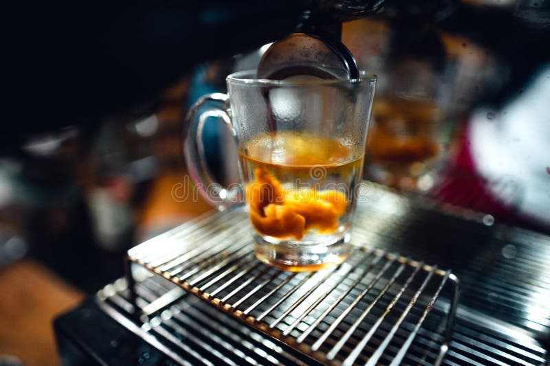 Italian Expresso Coffee Machine Making a Coffee Stock Photo - Image of ...