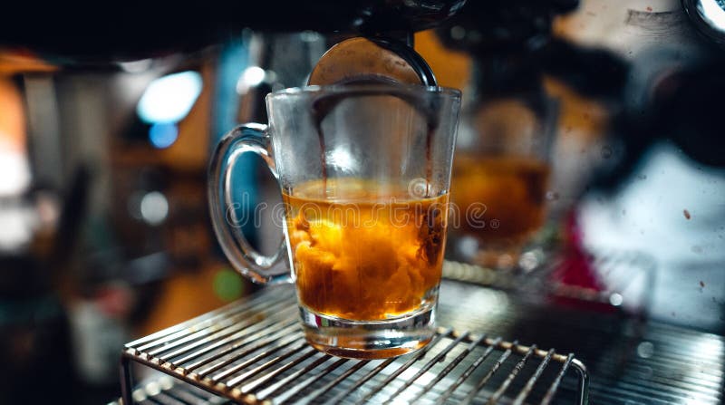 Italian Expresso Coffee Machine Making a Coffee Stock Photo - Image of ...