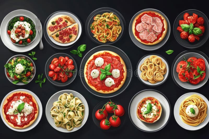 Italian Feast, a Culinary Journey through Authentic Dishes Stock Photo ...