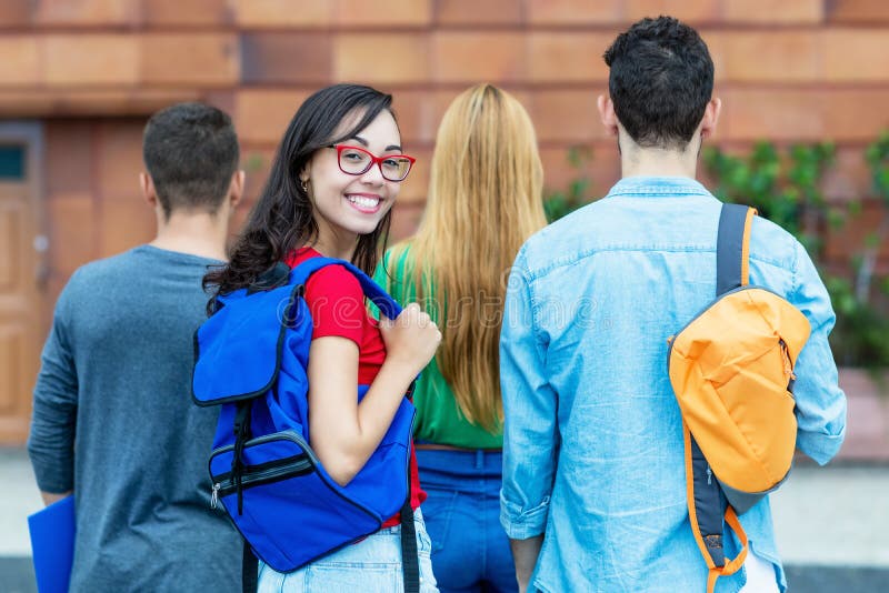 Italian Female Student with Group of Other Students Stock Image - Image ...