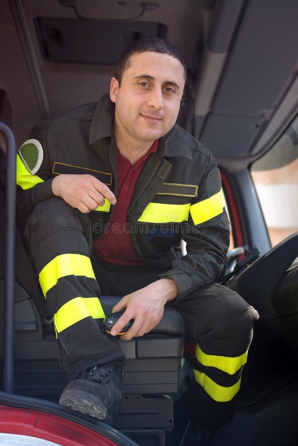 Italian fireman stock photo. Image of automobile, face - 11244926