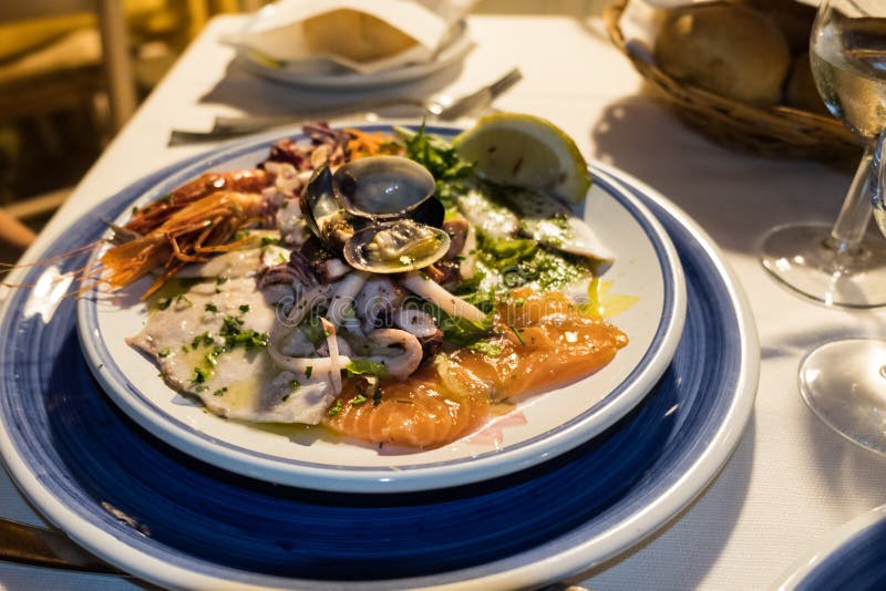 Italian fish starters stock photo. Image of snack, garnish - 114588304