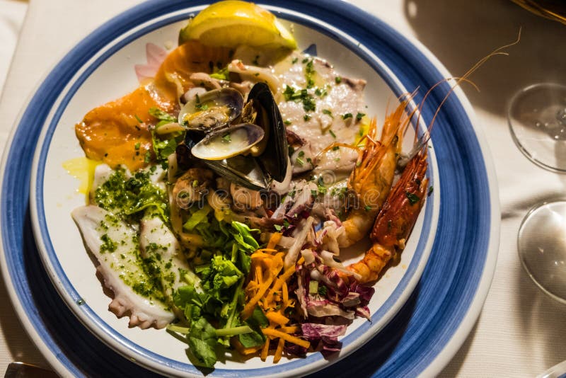 Italian fish starters stock photo. Image of snack, garnish - 114588304