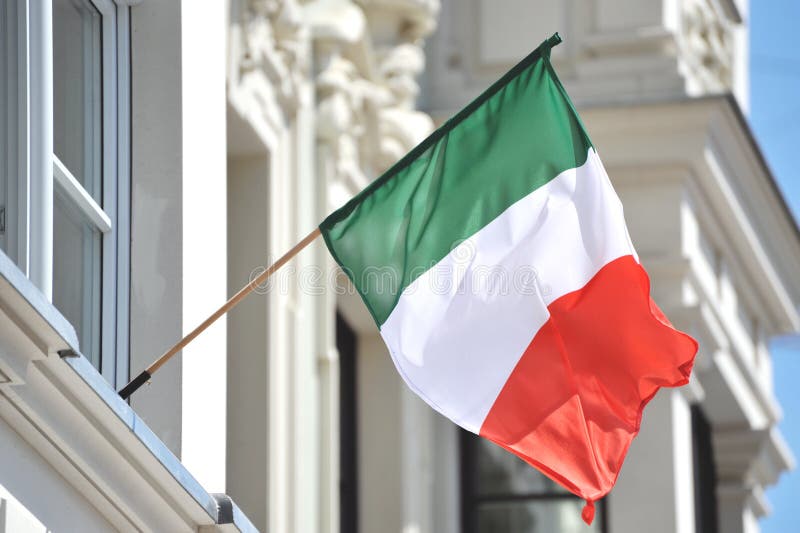Italian flag on building stock image. Image of symbol - 6106693