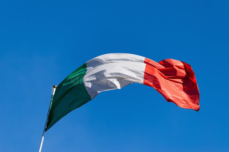 Italian Flag on a Clear Blue Sky Stock Photo - Image of travel, nation ...