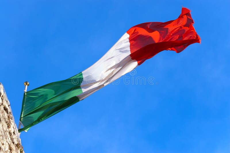 Italian Flag on a Clear Blue Sky Stock Photo - Image of fluttering ...