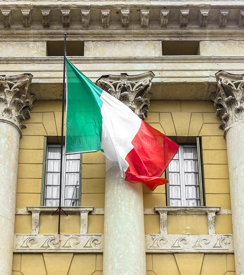 City Of Milan With Italian Flag Stock Image - Image of ideas, road ...