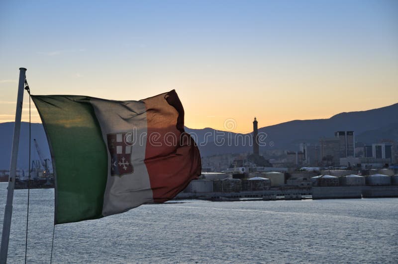 Italian Flag in Genova Port Stock Photo - Image of board, ferry: 20749212