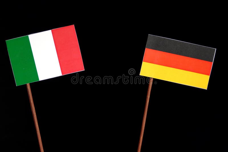Italian Flag with German Flag on Black Stock Photo - Image of ...