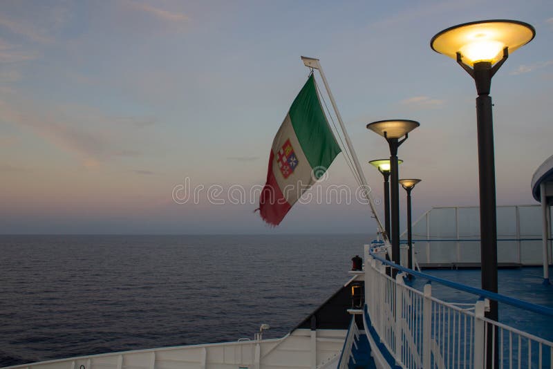 Italian Flag Hanging from the Stern of a Ferry Stock Image - Image of ...