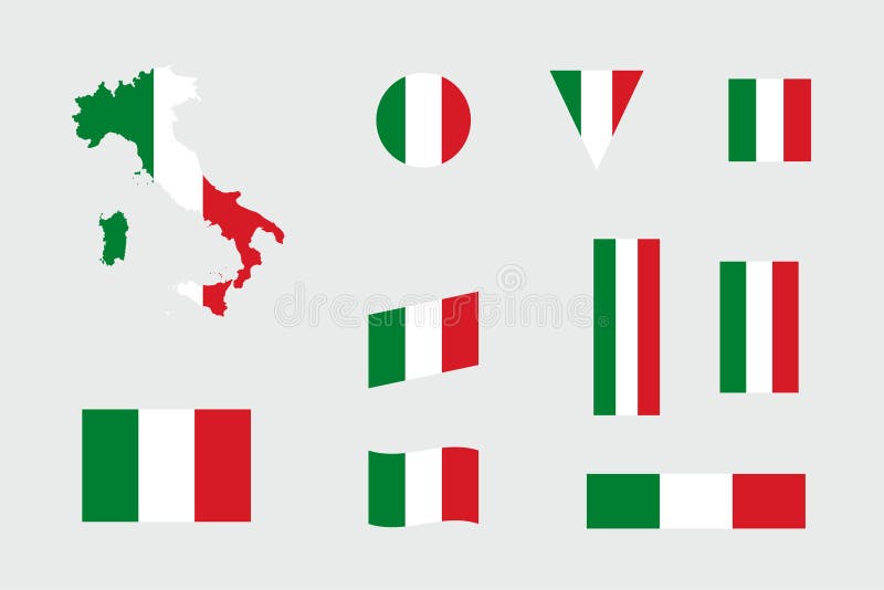 Italian Flag Icon Different Shapes Italy Map Vector Set Stock Vector ...