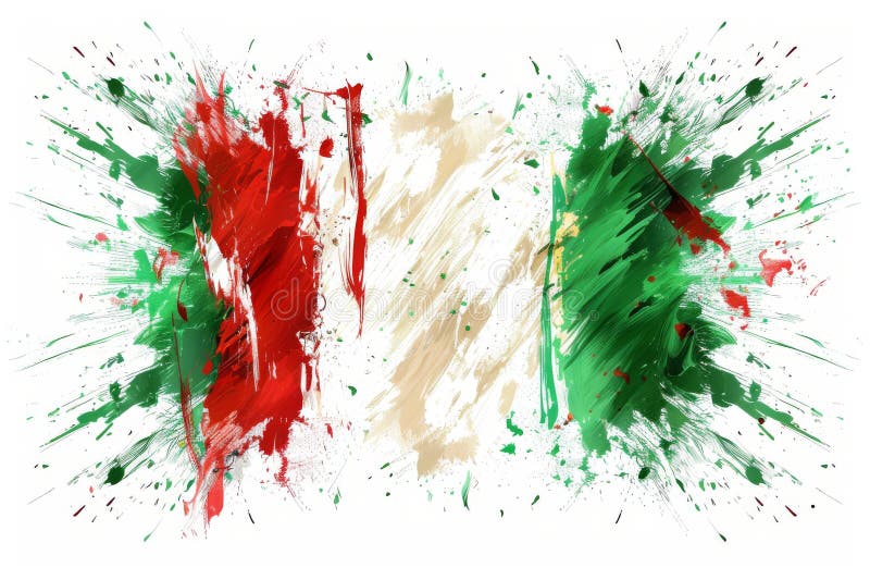 Italian Flag Illustration with Brush Strokes and Paint Splashes ...