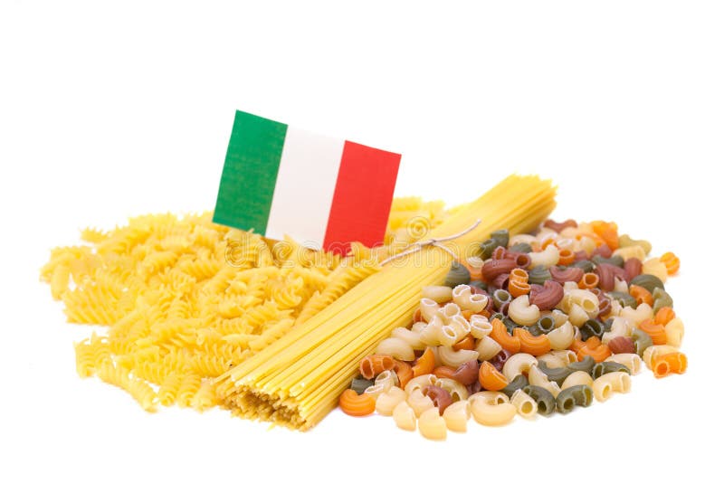 An Italian Flag Lies on a Variety of Pasta Stock Image - Image of ...