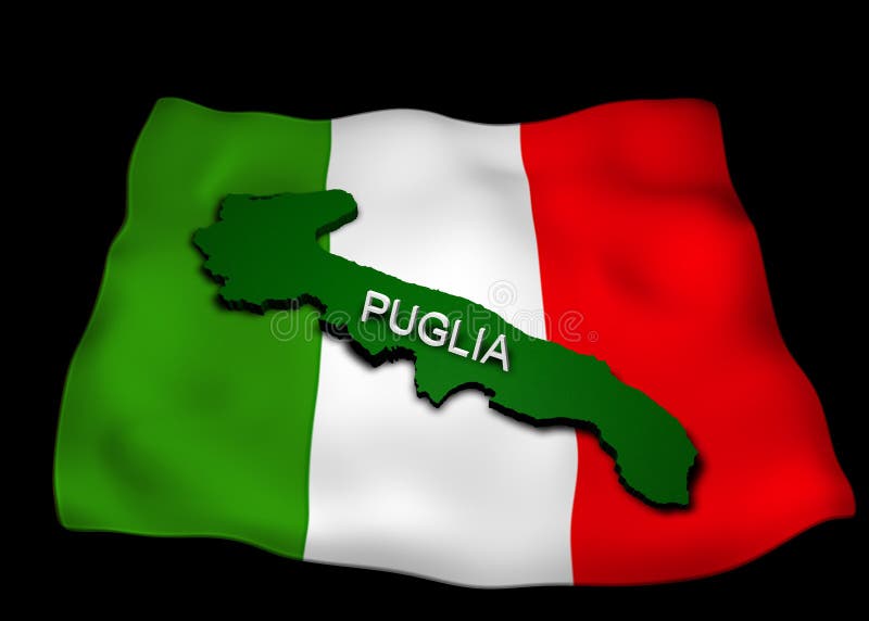 Italian Flag with the Region Puglia Stock Illustration - Illustration ...
