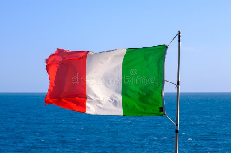 Italian Flag Waving in the Sky Stock Image - Image of village, national ...
