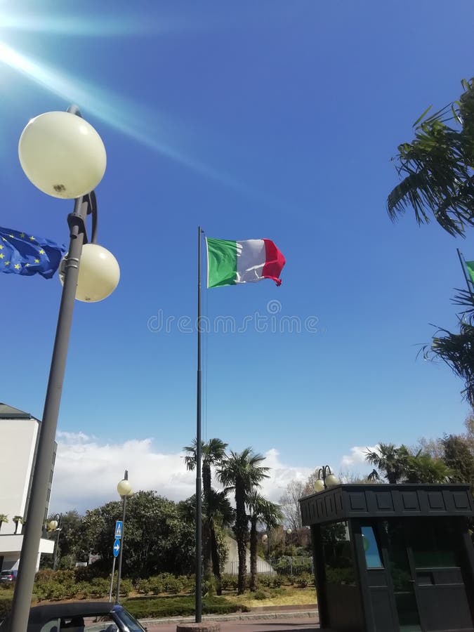 Italian flag in the wind stock image. Image of flag - 217255785