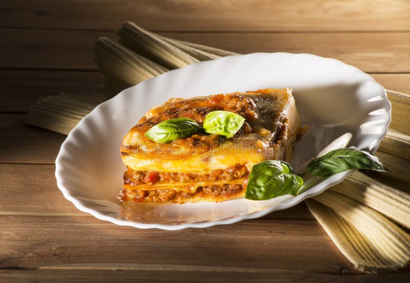 Italian Food. Lasagna Plate. Stock Photo - Image of golden, baked: 51332580