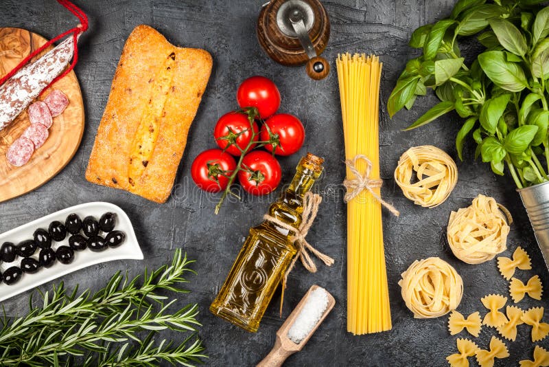 Italian food ingredients stock image. Image of natural - 80275407