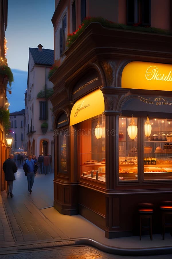 Italian Food in Public Restaurant Stock Illustration - Illustration of ...