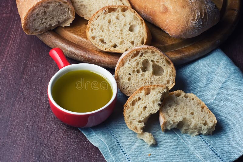 Italian Fresh Bread and Olive Oil Stock Photo - Image of gourmet ...