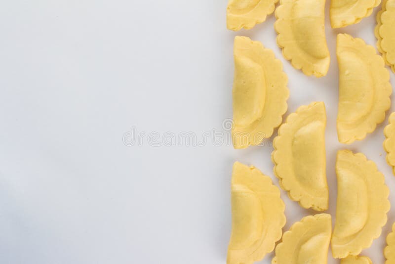 Fresh Ravioli Pasta. Half Moon Shape Stock Photo - Image of food ...