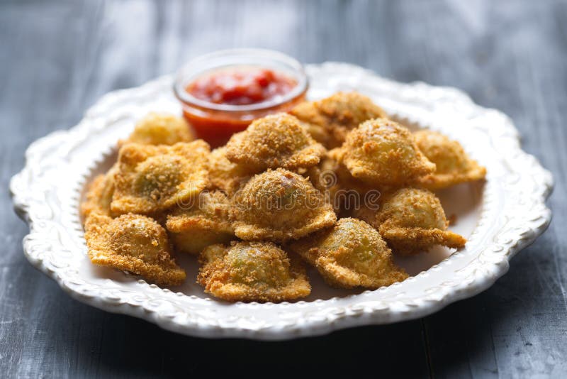Italian Fried Ravioli Pasta Stock Photo - Image of cooked, tomato ...