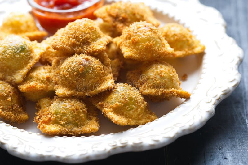 Italian Fried Ravioli Pasta Stock Photo - Image of food, marinara ...