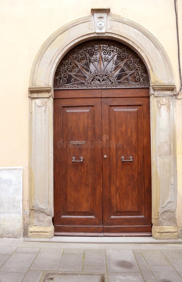 Italian front door stock image. Image of pavement, brown - 47501893