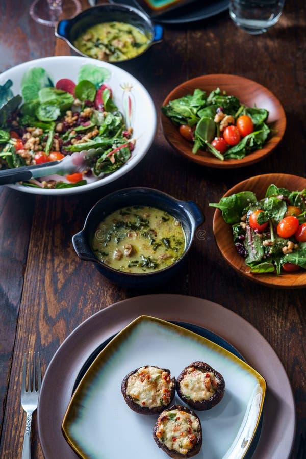 Italian Full Course Dinner stock image. Image of wooden - 174494405