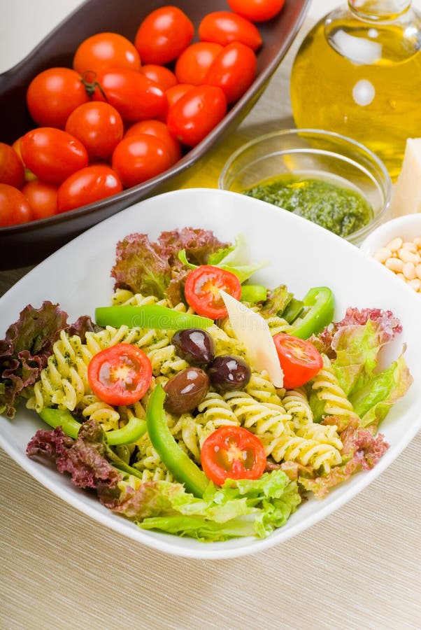 Italian Fusilli Pasta Salad Stock Photo - Image of lettuce, healthy ...