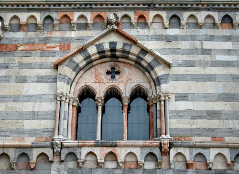 Italian Gothic Window in Como, Italy Stock Image - Image of marbles ...