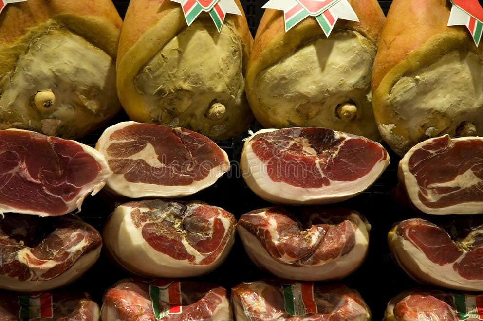Italian Ham at the Butcher S Stock Photo - Image of desiccate, meat ...