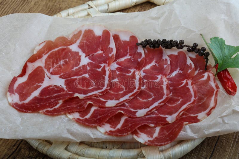 Italian Ham stock image. Image of baked, wine, slice - 111733977