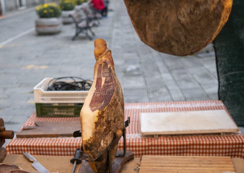Italian Ham at Market Ready for Cutting Stock Image - Image of fresh ...