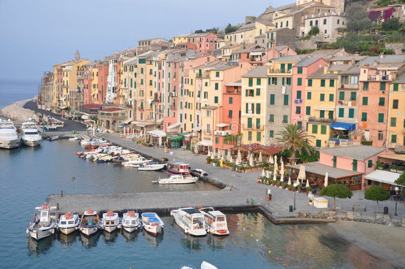 Italian Harbor Seascape View and Fishing Boat, Lerici, La Spezia ...