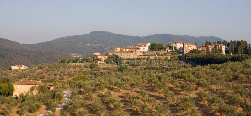 Italian hillside village stock photo. Image of town, trees - 12070790