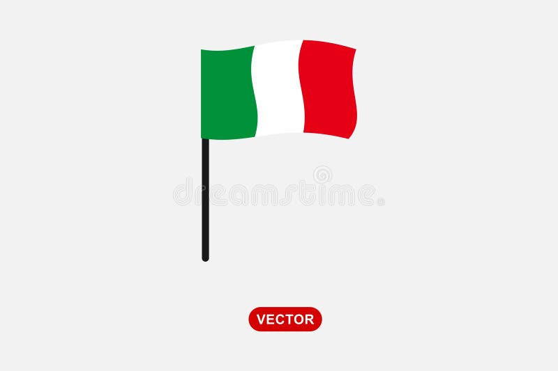 Italian Icon Flag with Stick Stock Vector - Illustration of label ...