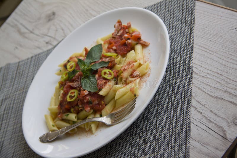 Italian kitchen: penne stock photo. Image of green, cooked - 63072296