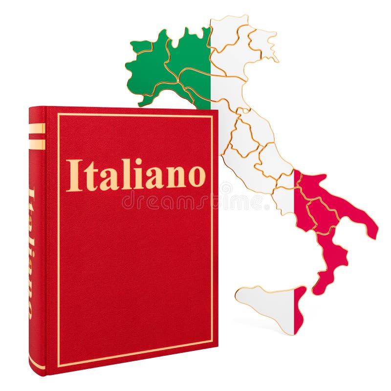 Italian Language Book with Map of Italy, 3D Rendering Stock ...