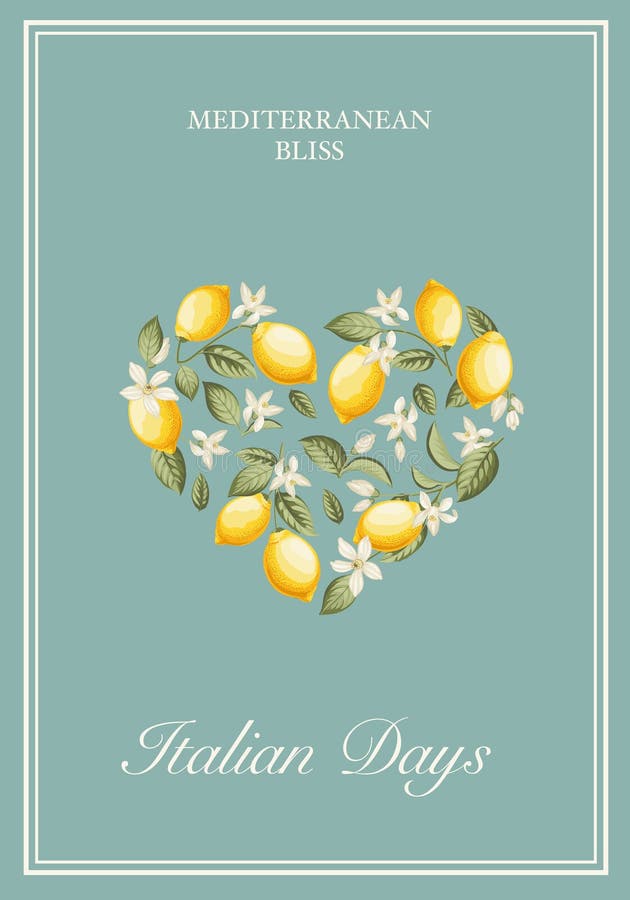 Italian Lemon Poster. Citrus Wall Art. Stock Vector - Illustration of ...