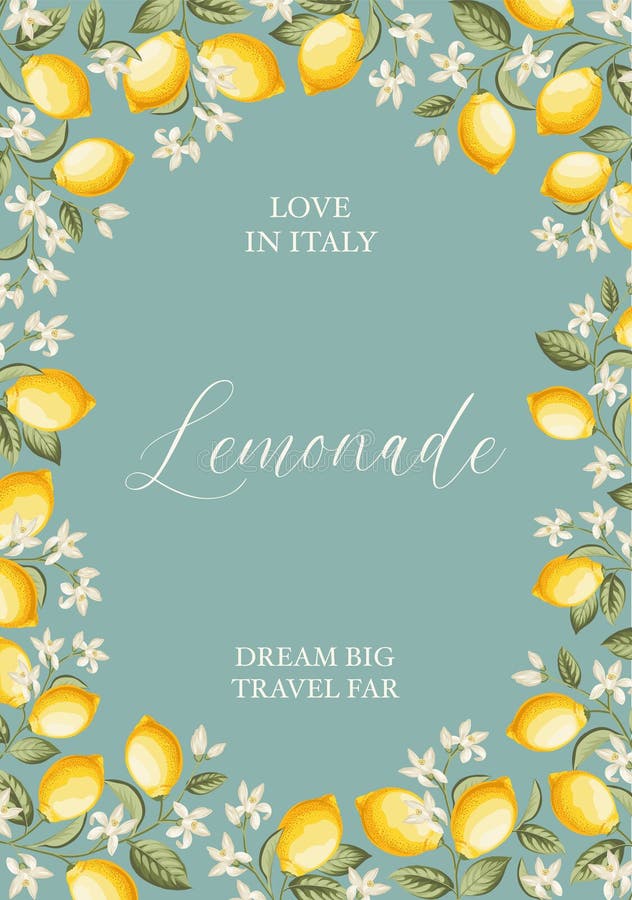Italian Lemon Poster. Citrus Wall Art. Stock Vector - Illustration of ...