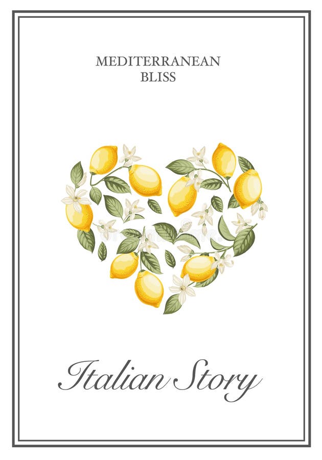 Italian Lemon Poster. Citrus Wall Art. Stock Vector - Illustration of ...