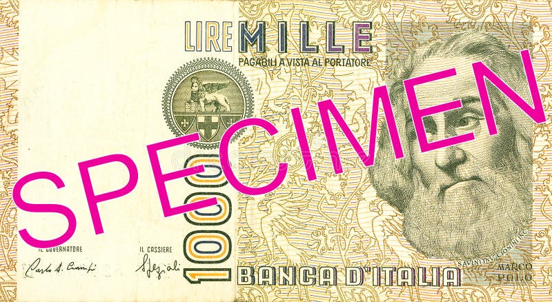1000 Italian Lira Bank Note Obverse Stock Image - Image of 1000 ...