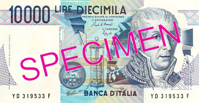 10000 Italian Lira Bank Note Obverse Stock Photo - Image of copy, lira ...