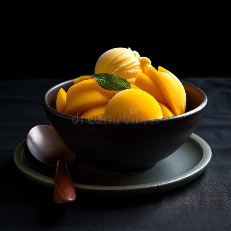 Italian Mango Gelato - Generative Ai Illustration Stock Image - Image ...