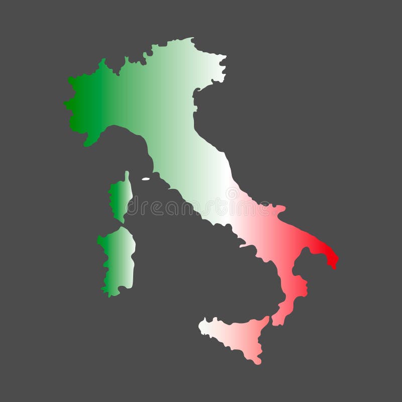 Italian Map in National Colors on Grey Background Stock Vector ...