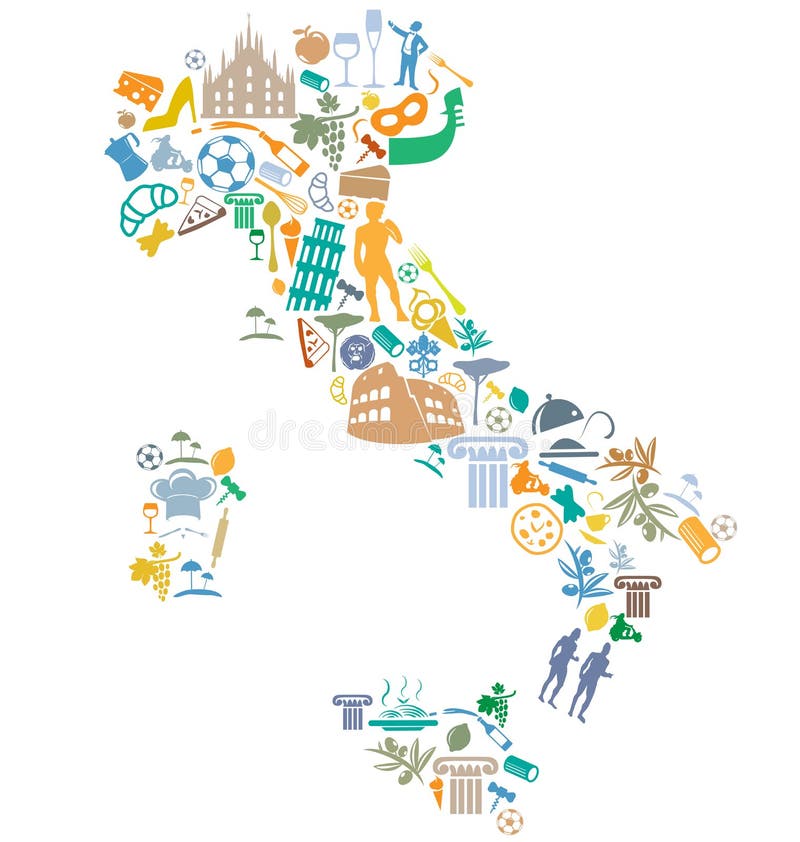 Italian Map with Silhouette Stock Vector - Illustration of inspiration ...