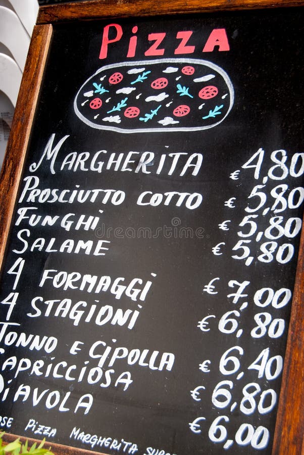 Italian Menu Exposed Outside a Restaurant Stock Photo - Image of ...